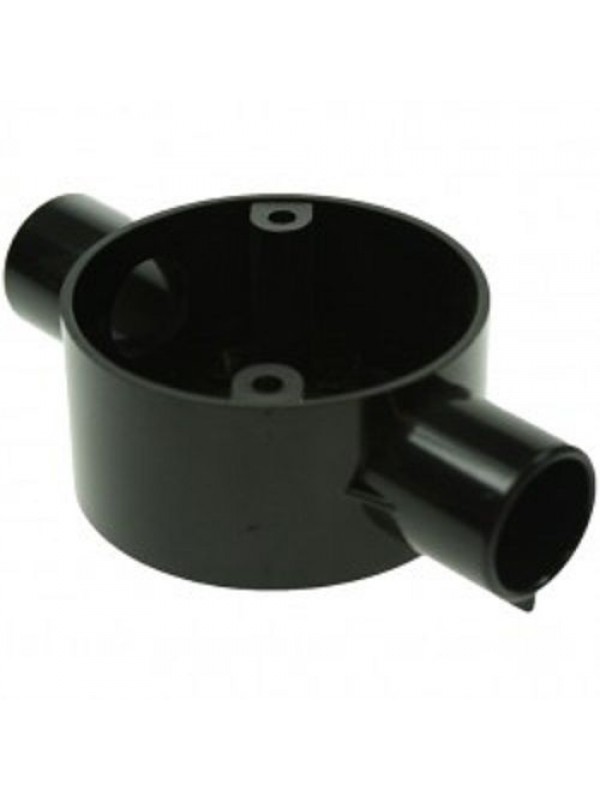 Pack of 5 Univolt Conduit Black PVC Junction Box Through Box 2 Way 20mm ...